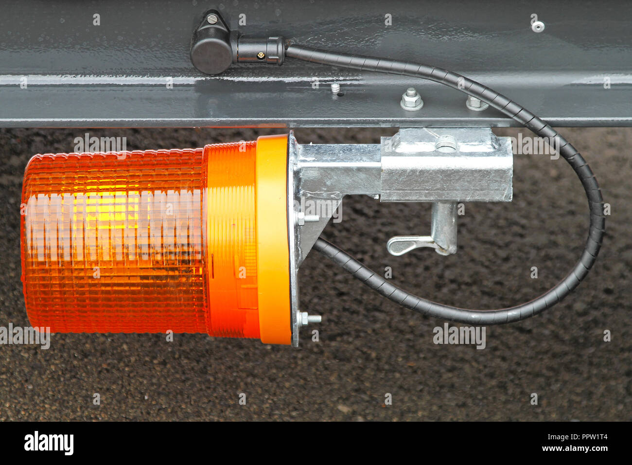 Amber warning flashing light beacon at trailer Stock Photo - Alamy