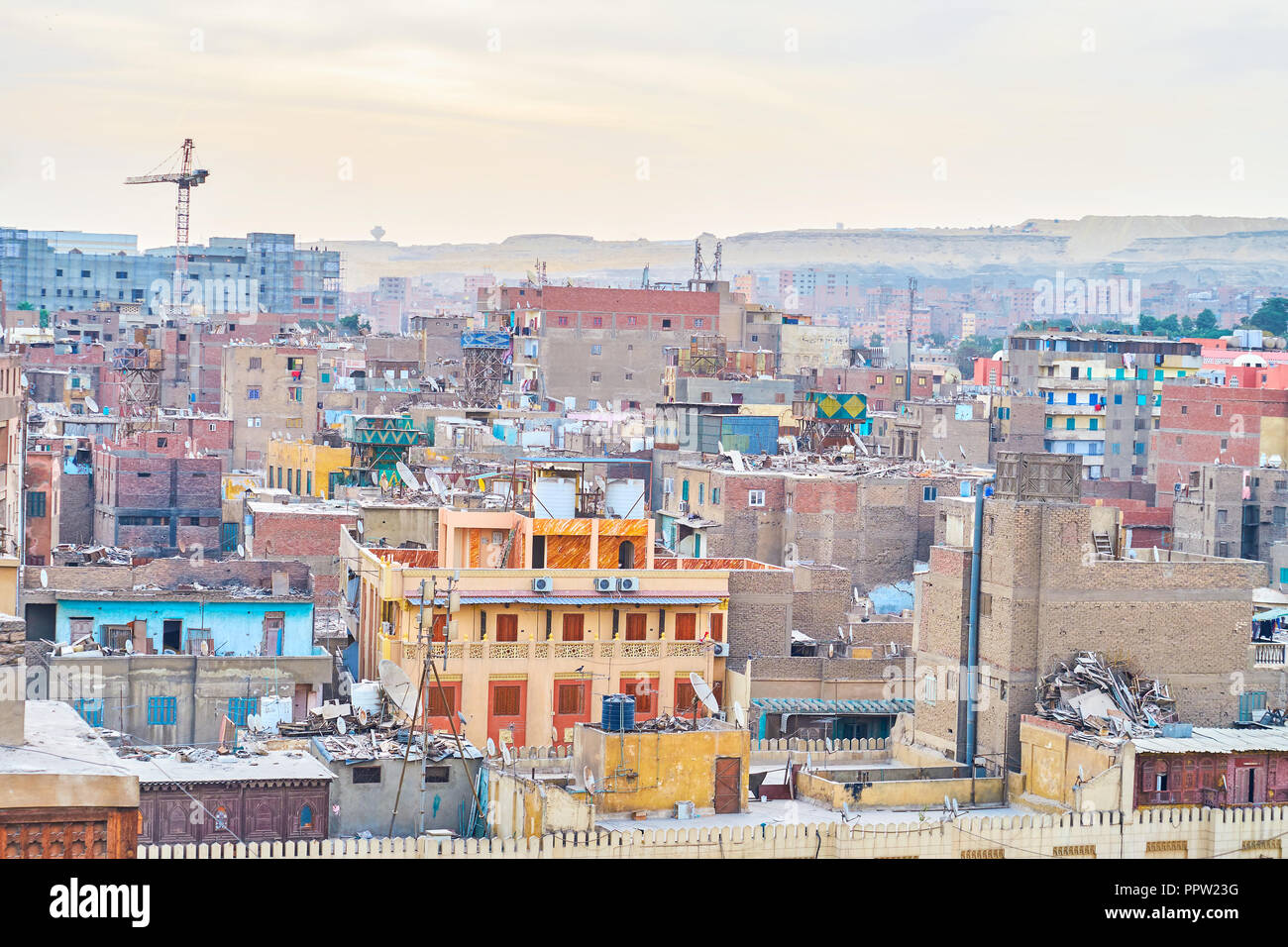 The roofs of residential houses in islamic neighborhood of Cairo, Egypt ...