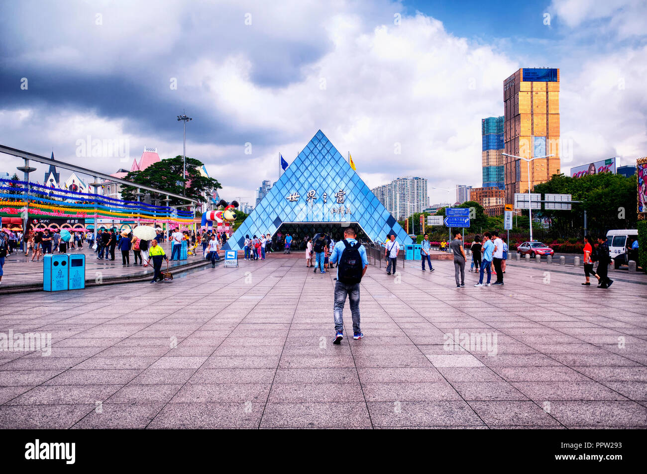 April 4, 2018. Shenzhen, China. Outside of the window of the world ...