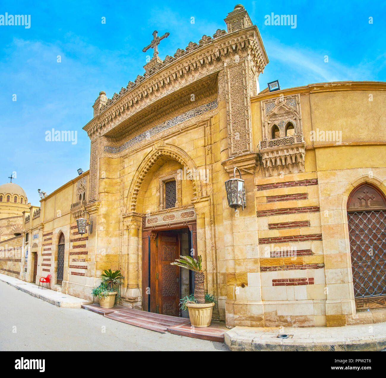 The huge iwan of the main gates to the Hanging Church (Saint Virgin ...