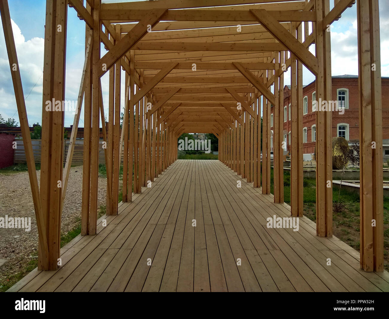 Inside perspective view of under construction wooden architecture 2018 ...