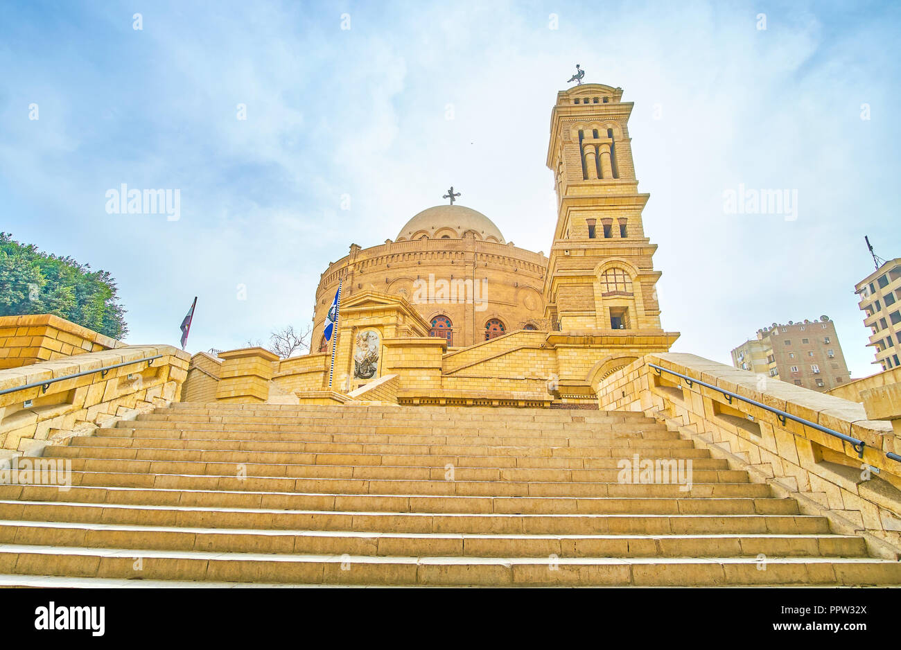 The staircase to orthodox Church of Saint George in Coptic deistrict of ...
