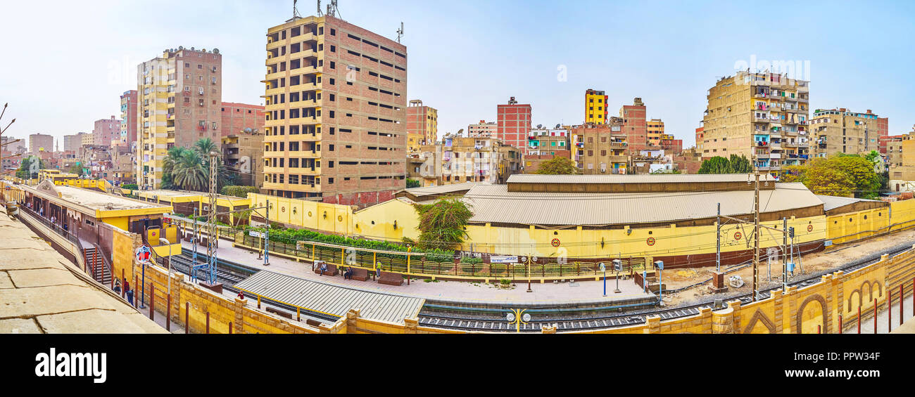 CAIRO, EGYPT - DECEMBER 23, 2017: Panoramic view on residential Fustat ...
