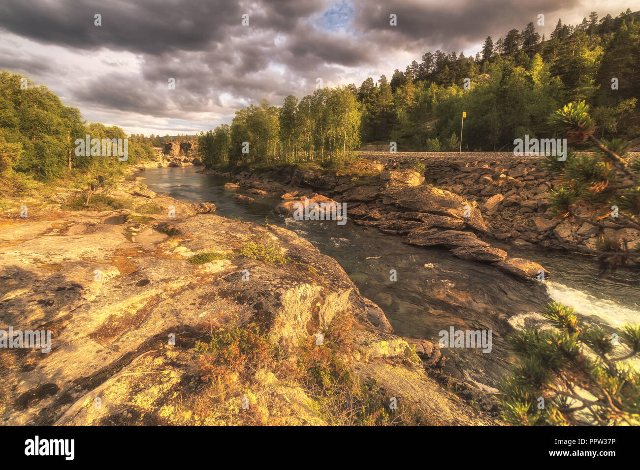 An image of beautiful small mountain river in central Norway Stock ...