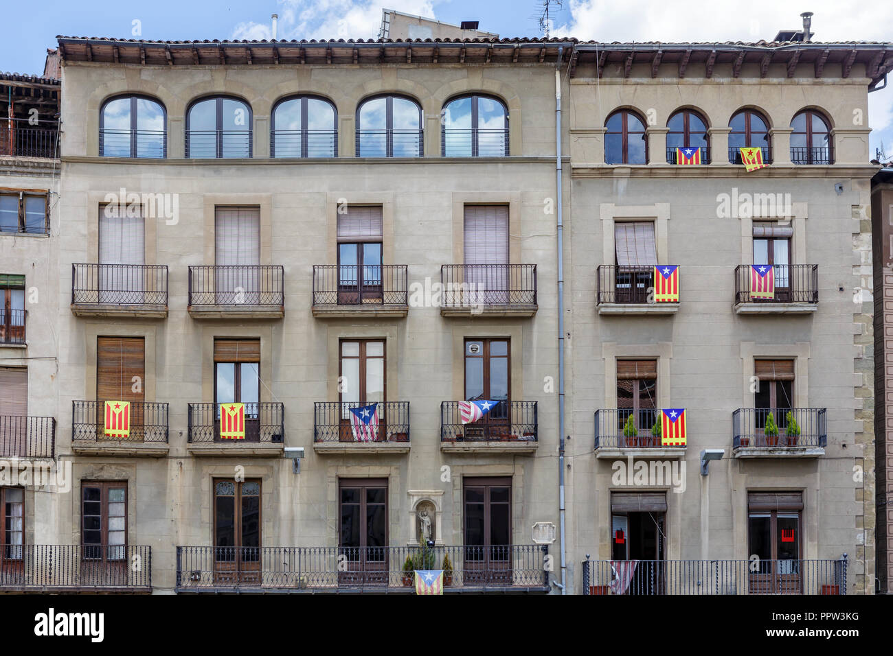 Vic (Catalunya, Spain): historic buildings in the main square of the ...