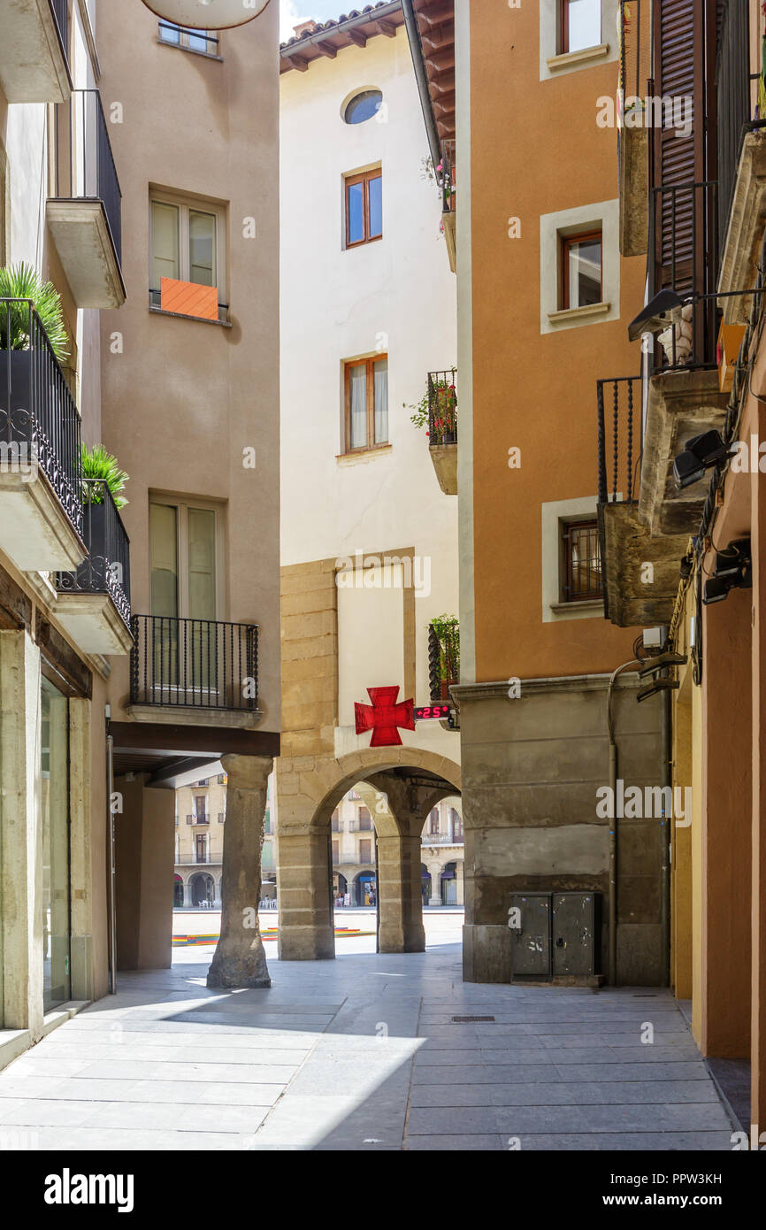 Vic (Catalunya, Spain): historic buildings in the main square of the ...