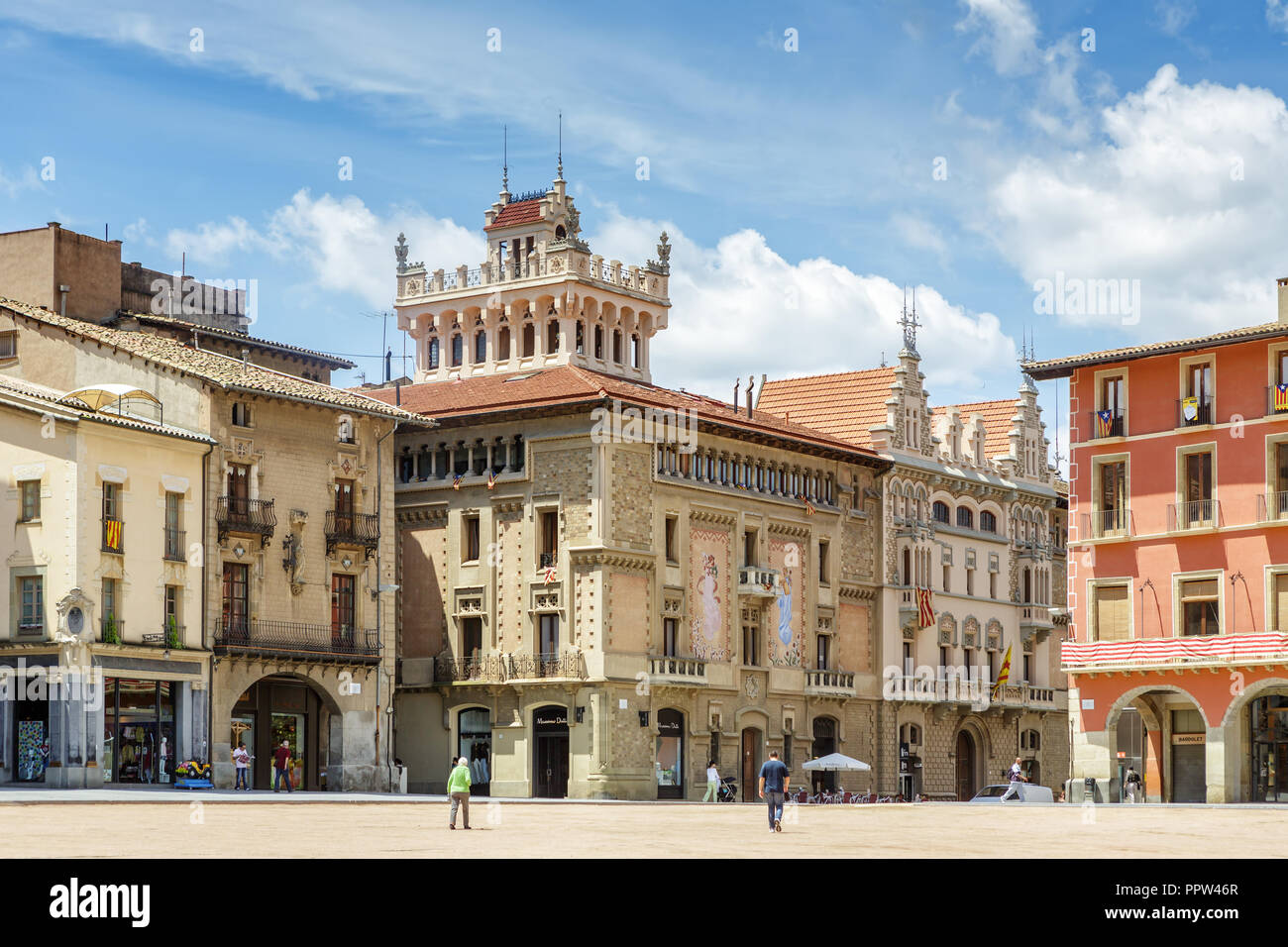 VIC, SPAIN - JUNE 19, 2014: Historic buildings in the Placa Major ...