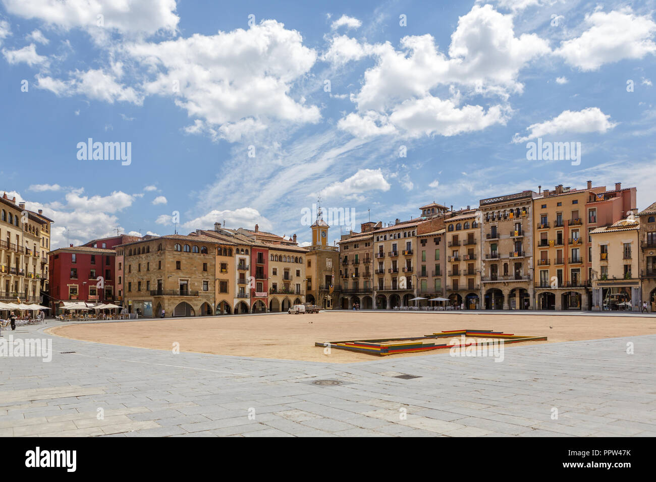 VIC, SPAIN - JUNE 19, 2014: Historic buildings in the Placa Major ...