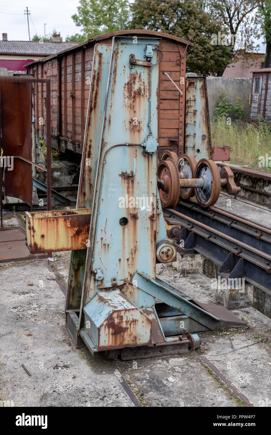 Old workshop of wagons and narrow-gauge railway locomotives. Place of ...