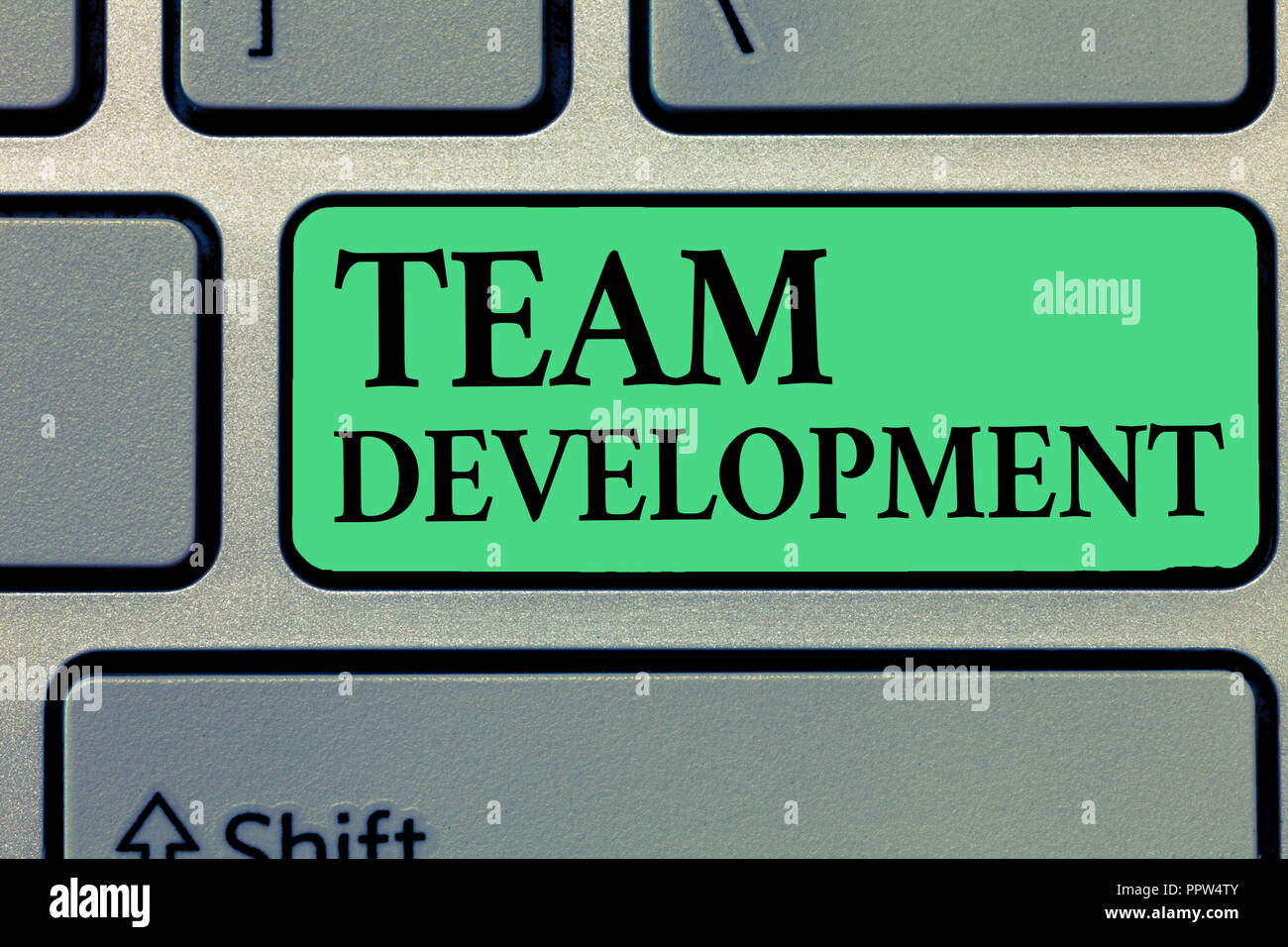 Handwriting text writing Team Development. Concept meaning learn why and how small groups change ...