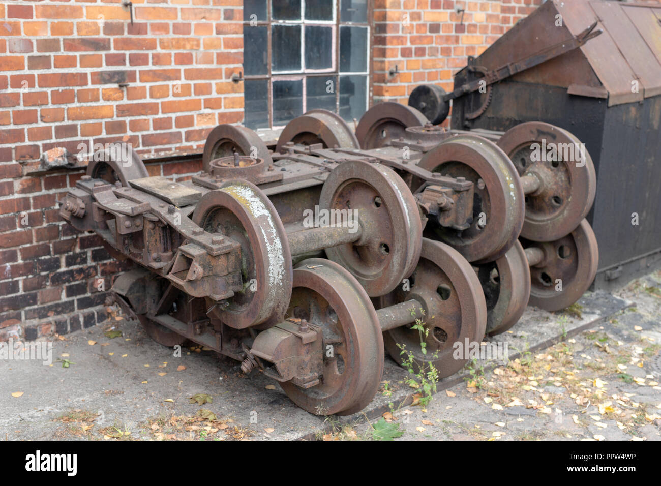 Old workshop of wagons and narrow-gauge railway locomotives. Place of ...