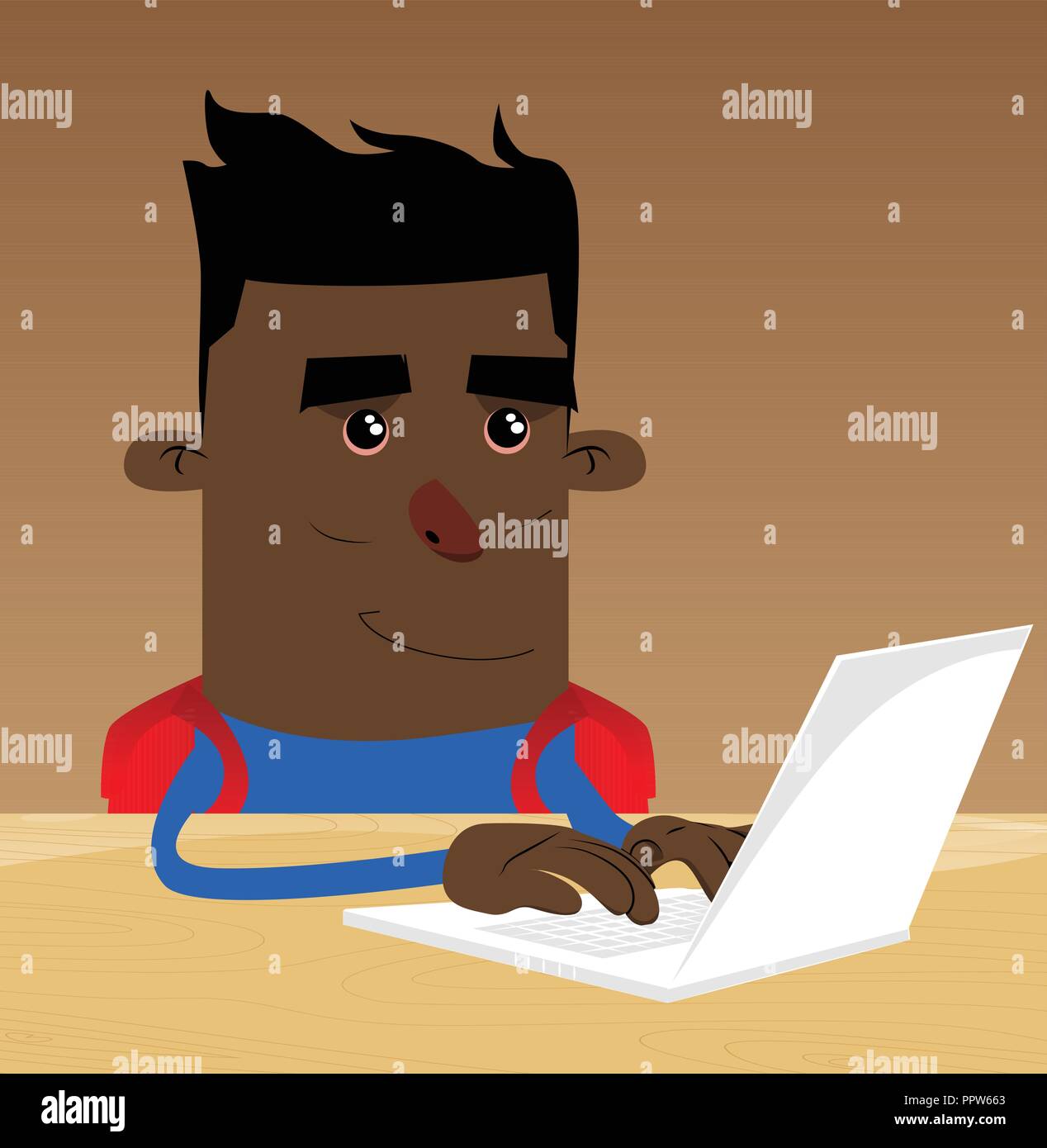 Child using computer at school Stock Vector Images - Alamy