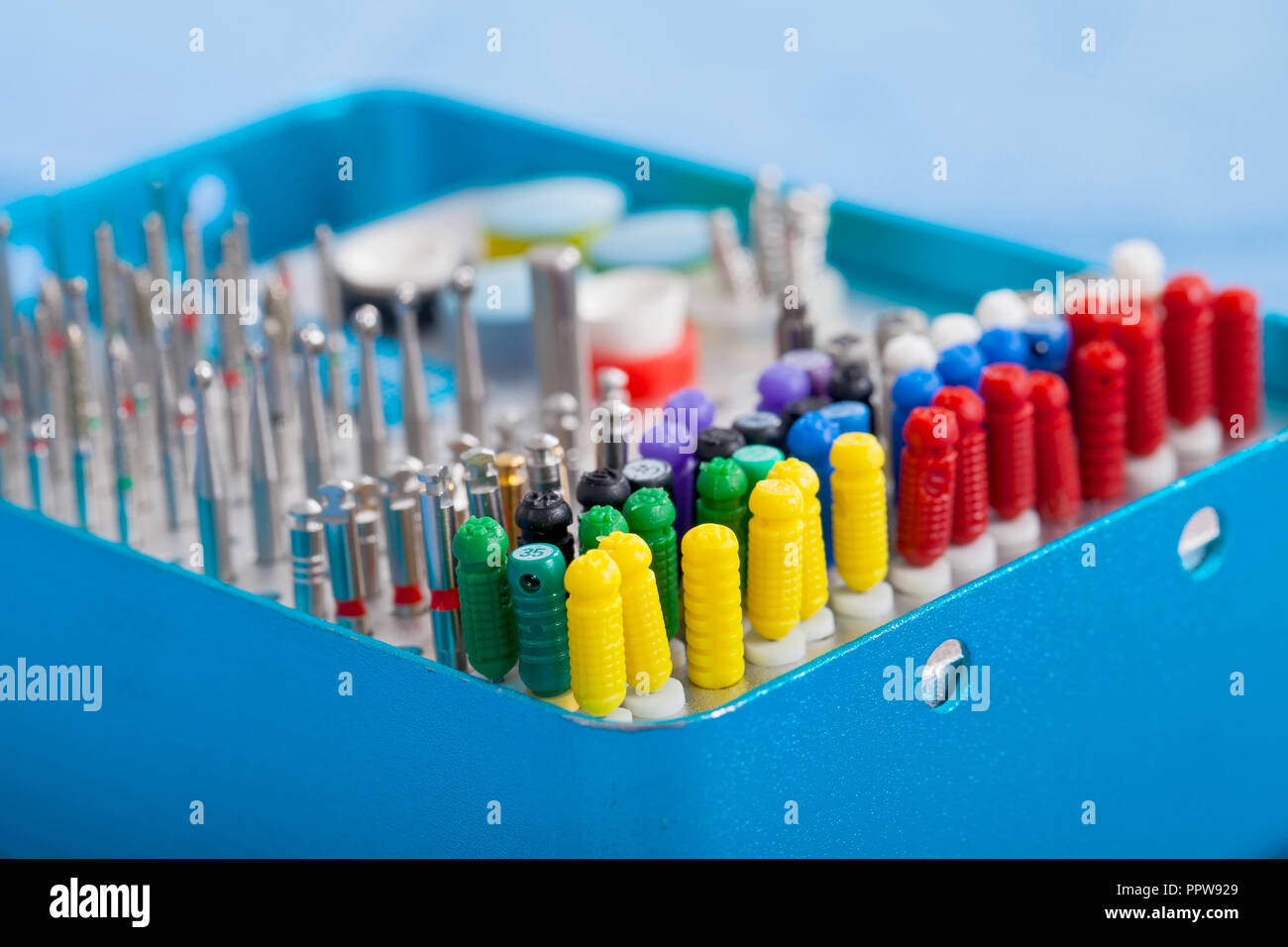 Macro picture of colored sterile endodontic files Stock Photo - Alamy