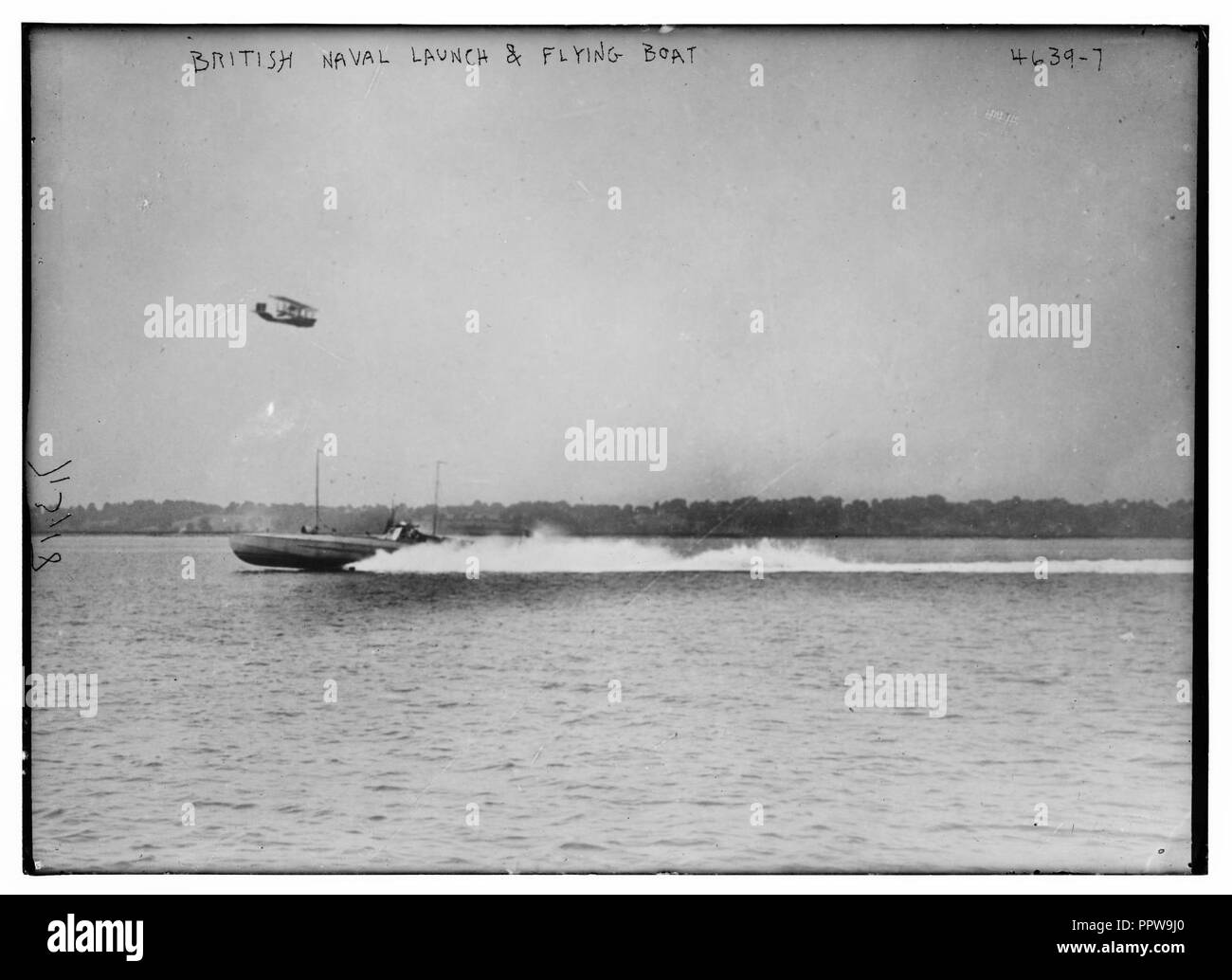 British naval launch & flying boat Stock Photo - Alamy