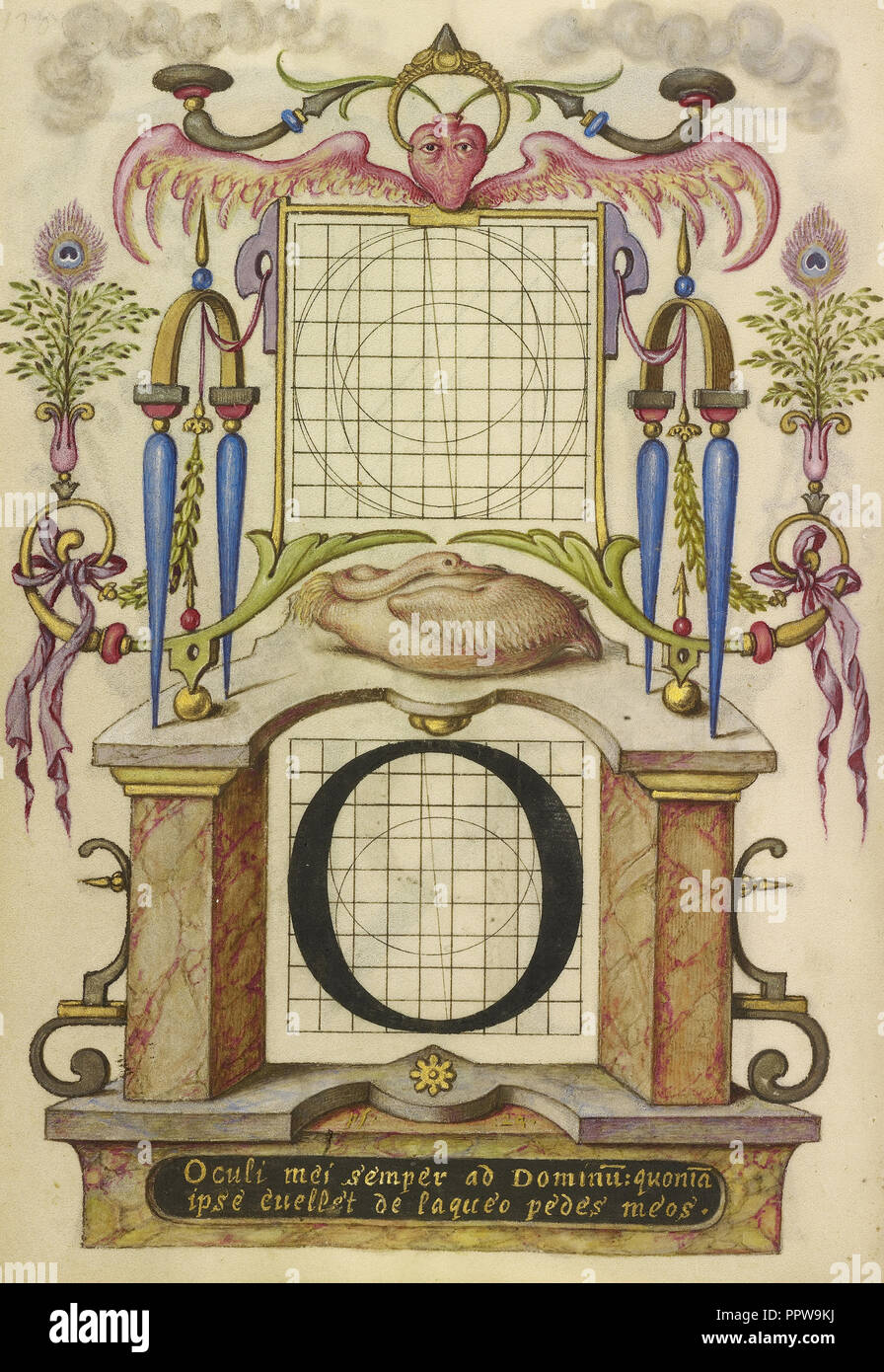 Guide for Constructing the Letter O; Joris Hoefnagel, Flemish ...