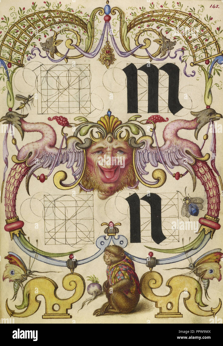 Guide for Constructing the Letters m and n; Joris Hoefnagel, Flemish ...