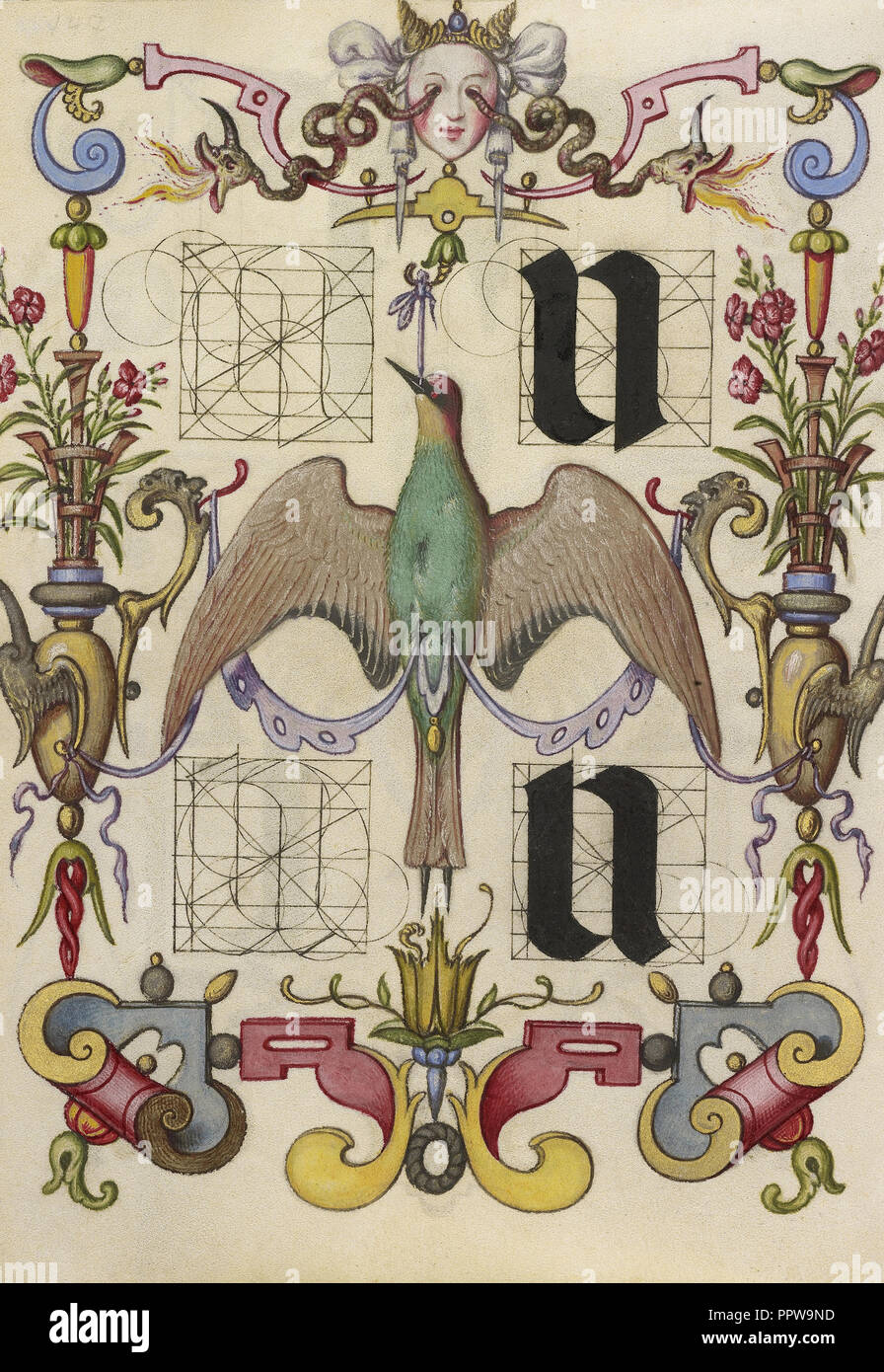 Guide for Constructing the Letters u and v; Joris Hoefnagel, Flemish ...