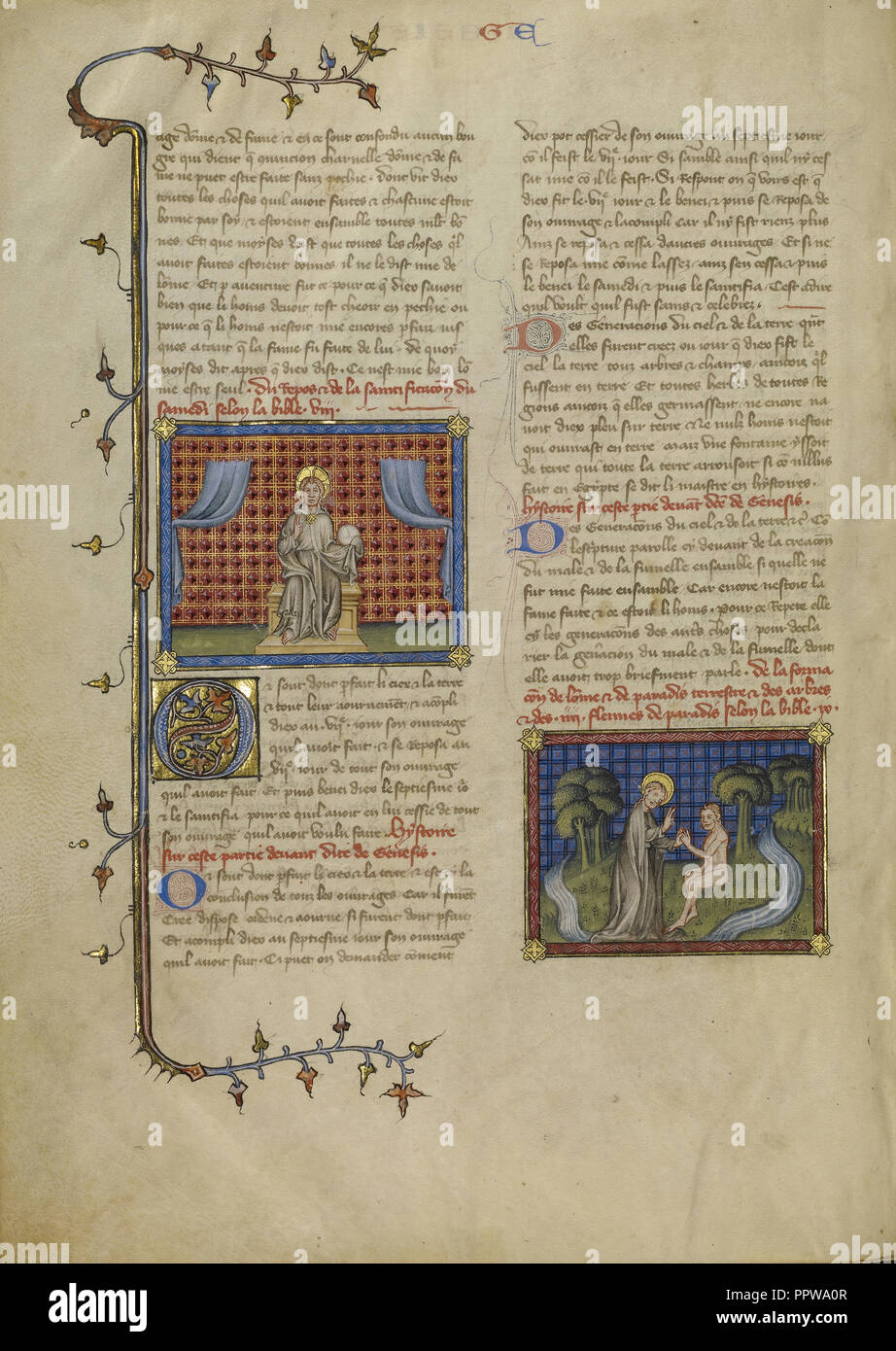 Day of Rest: Lord Enthroned; God and Adam in the Garden; Master of Jean ...