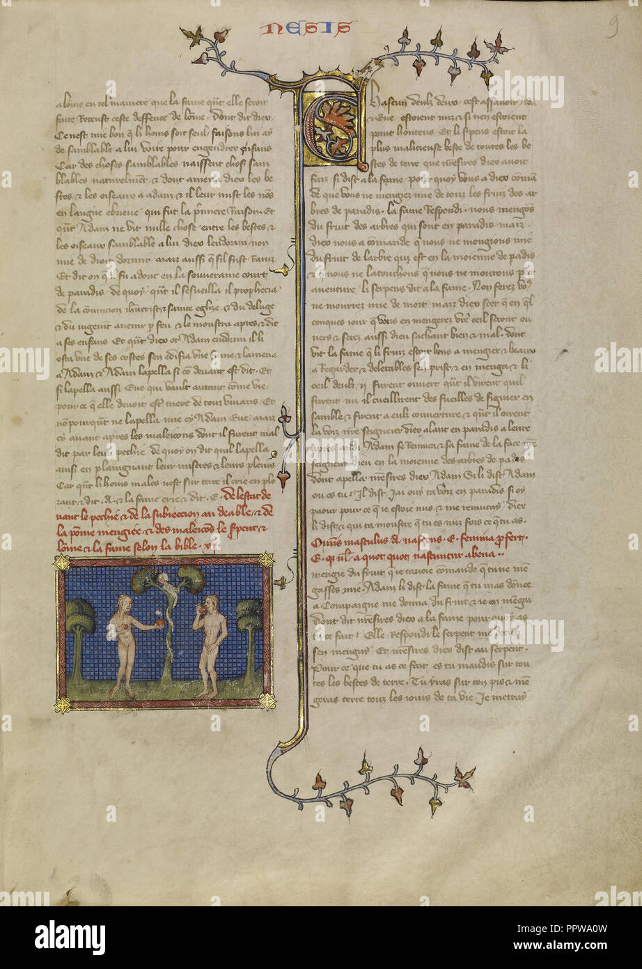 Adam and Eve Eating the Forbidden Fruit; Master of Jean de Mandeville ...