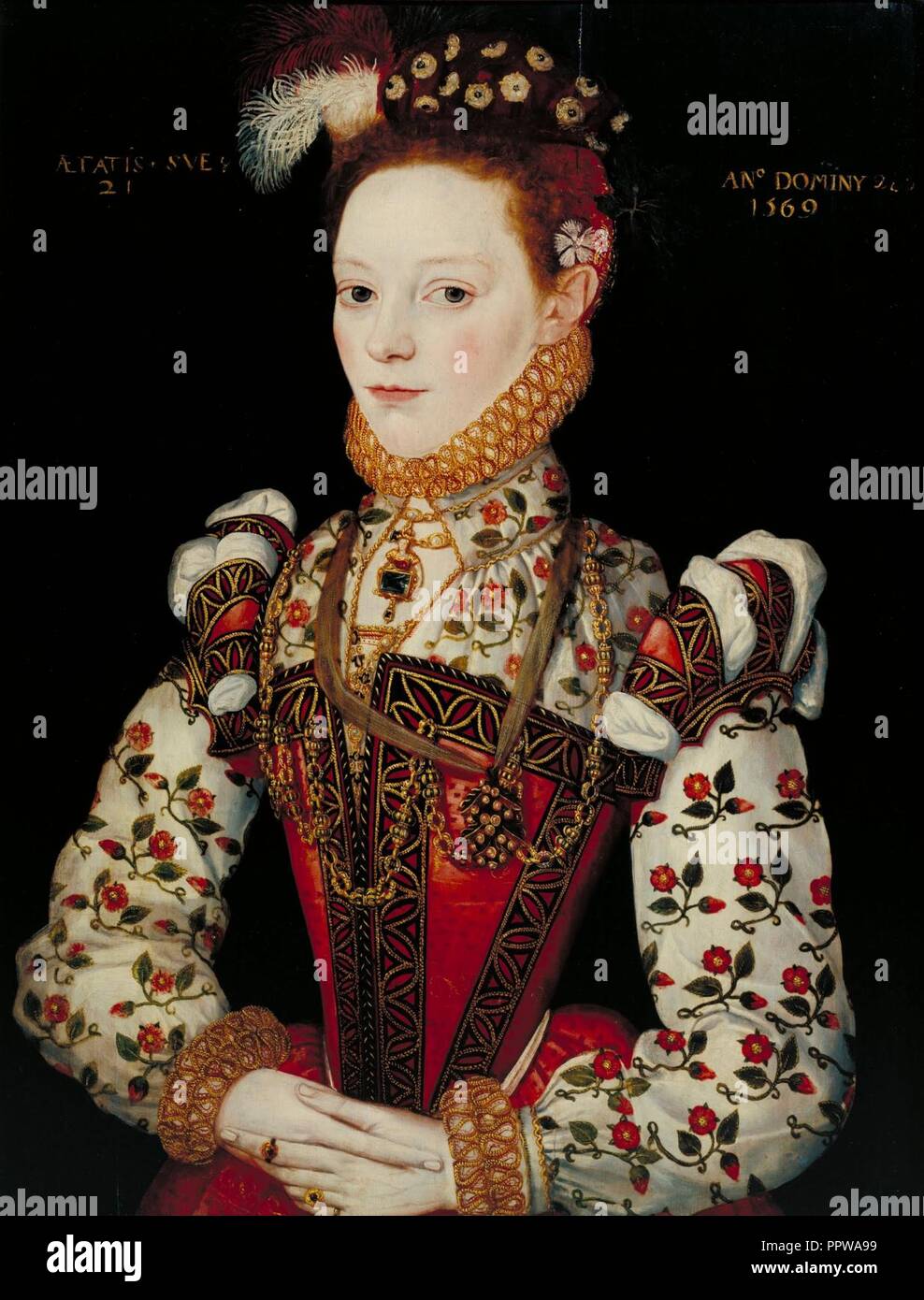 British School 16th century - A Young Lady Aged 21, Possibly Helena ...