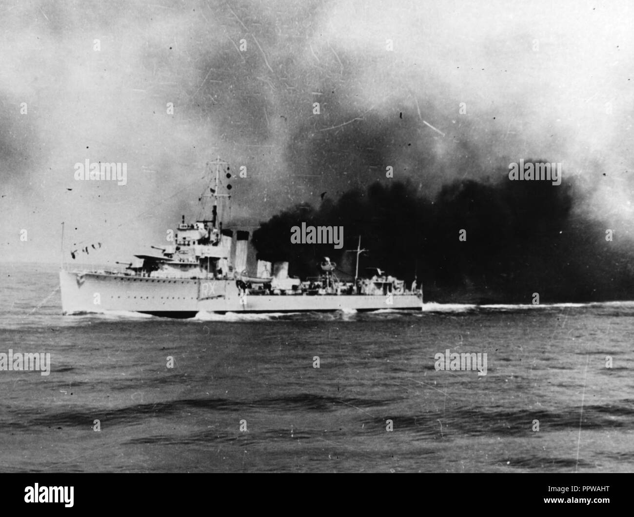 British V and W-class destroyer disguised as French destroyer circa in ...