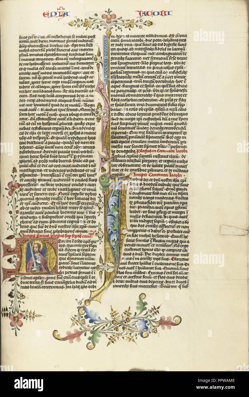 Initial N: Saint James with a Sword; Circle of Stefan Lochner, German ...
