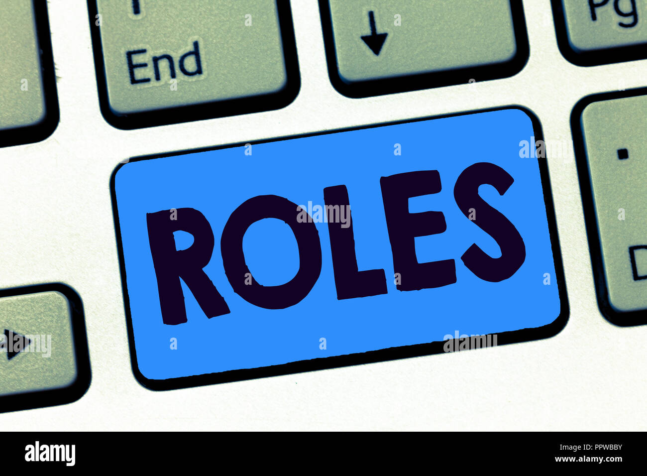 Word writing text Roles. Business concept for part played by person ...