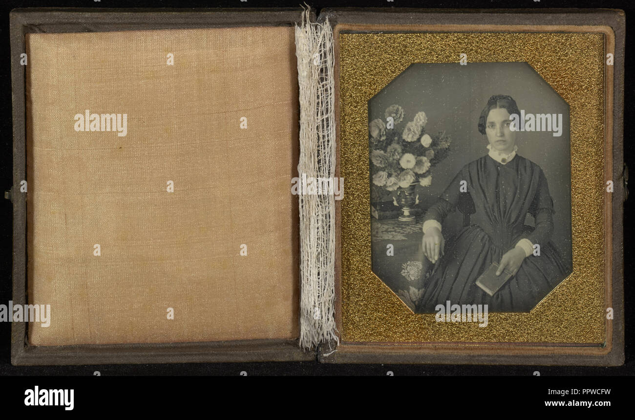 Portrait of a Seated Woman; American; about 1845; Daguerreotype, hand ...