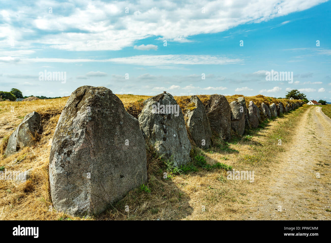long barrow of Gronsalen on Mön Island Stock Photo - Alamy