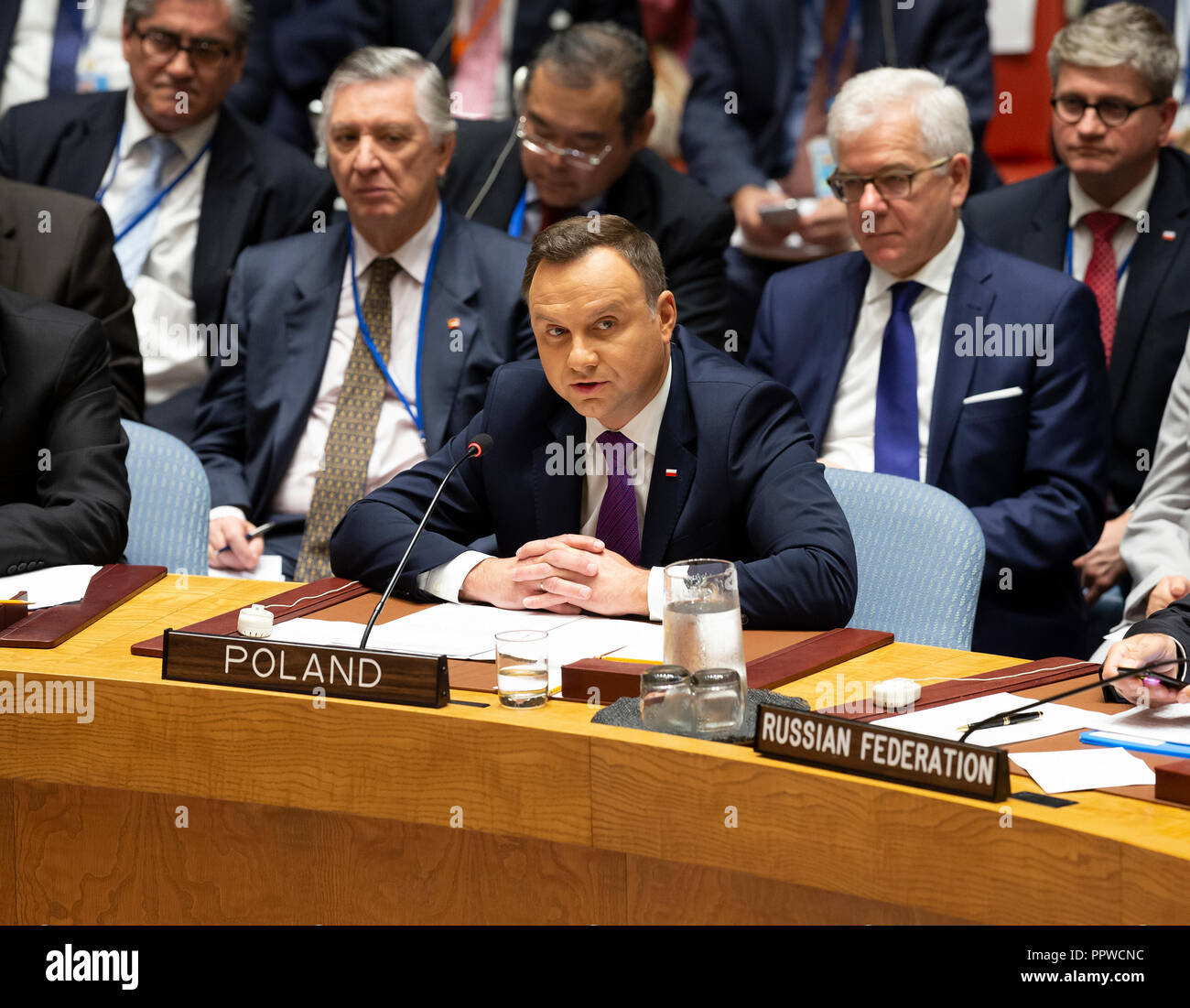 New York, Ny. 26th Sep, 2018. Poland President Andrzej Duda addresses ...