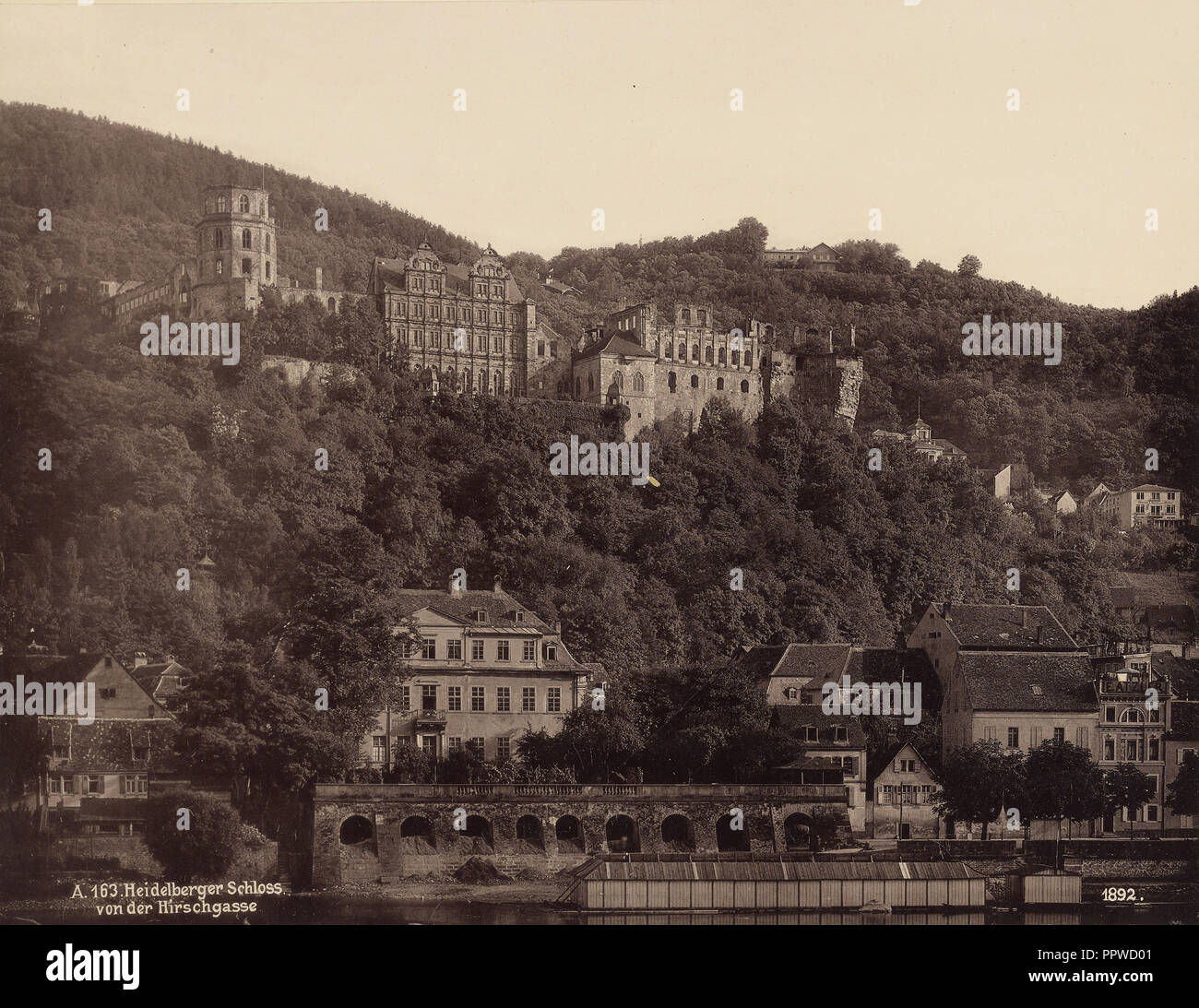 Heidelberger Schloss von der Hirschgasse; German; Heidelberg, Germany ...