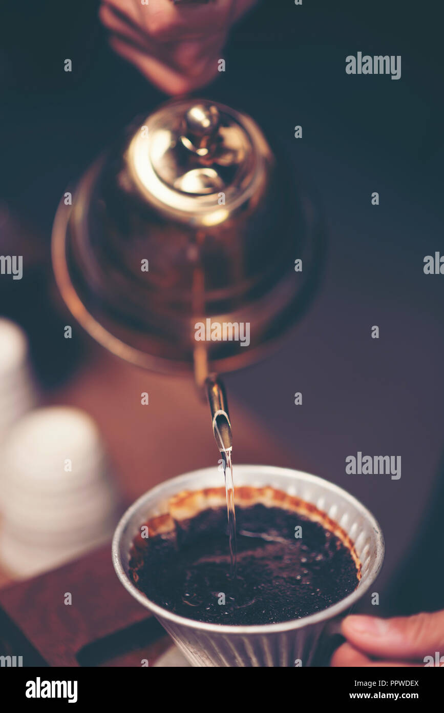 coffee dripping process, vintage filter image Stock Photo - Alamy