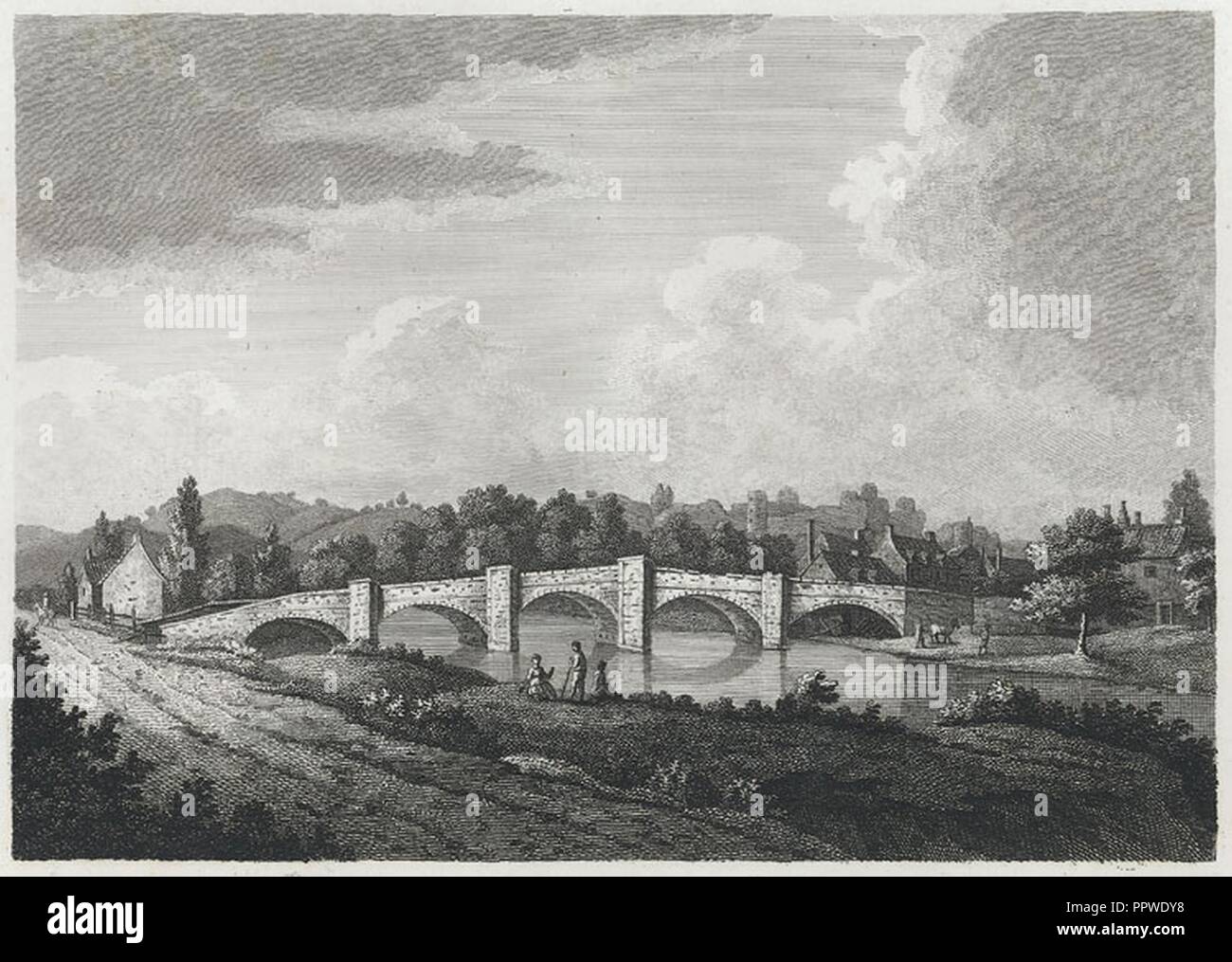 Bridge and Castle of Usk Stock Photo - Alamy