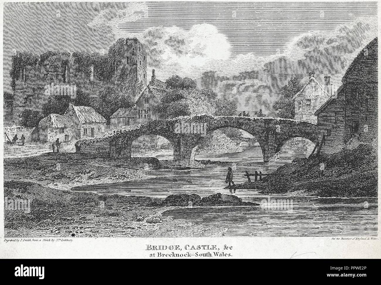 Bridge, castle, &c - at Brecknock-south Wales Stock Photo - Alamy