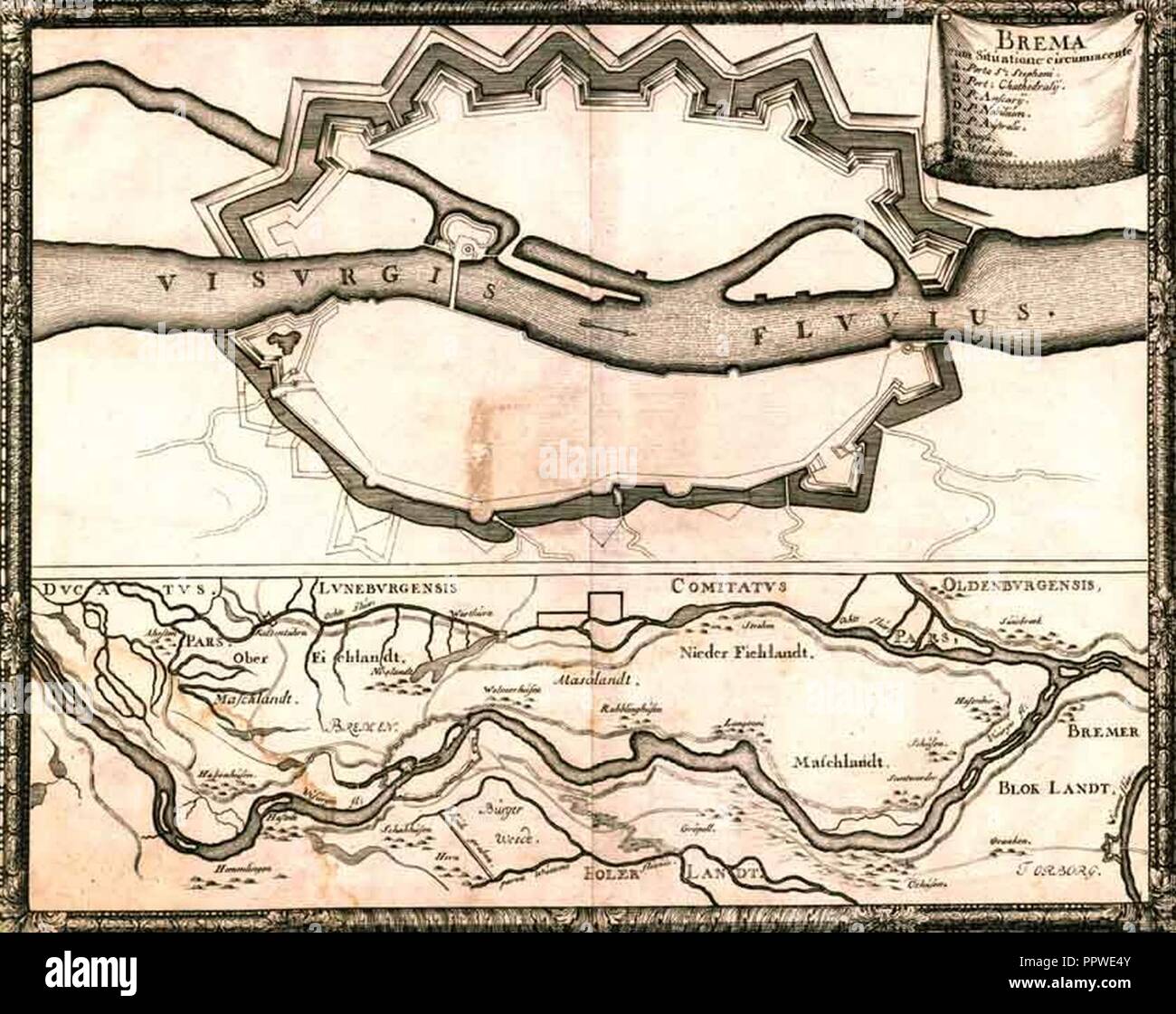 Bremen Old Map 1 Stock Photo - Alamy