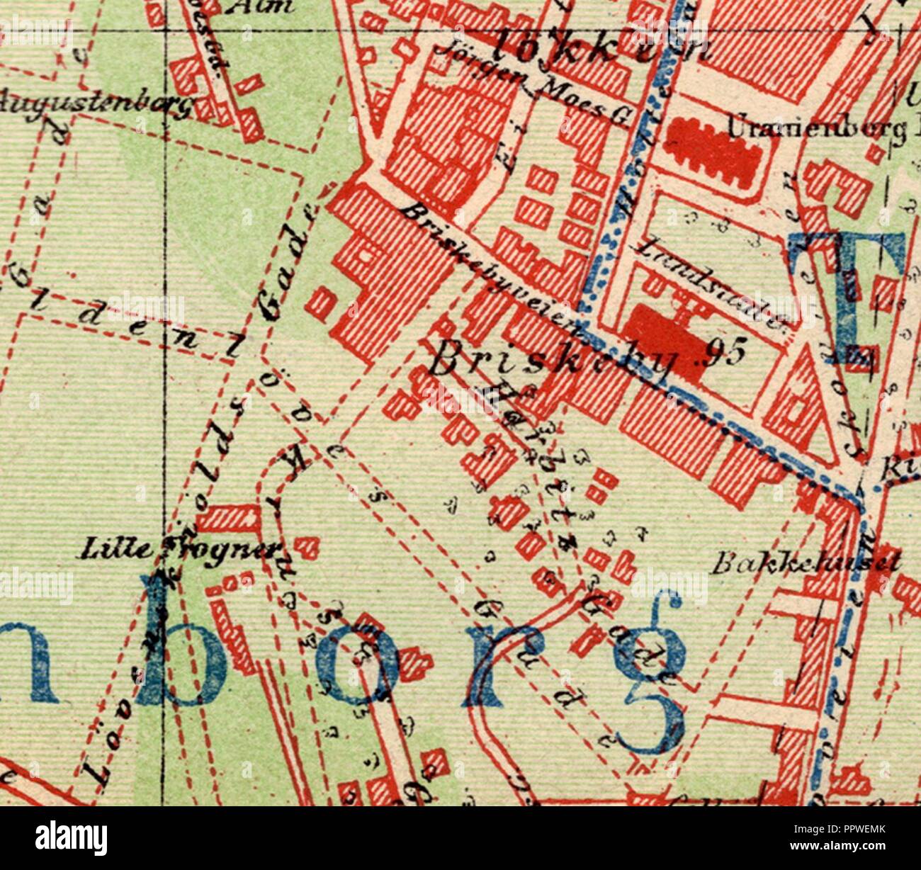 Briskeby map 1900 Stock Photo - Alamy