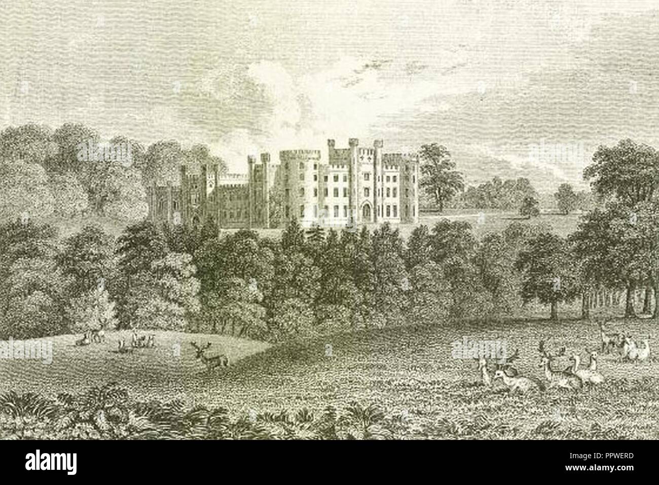 Bretby hall c 1850 Stock Photo - Alamy