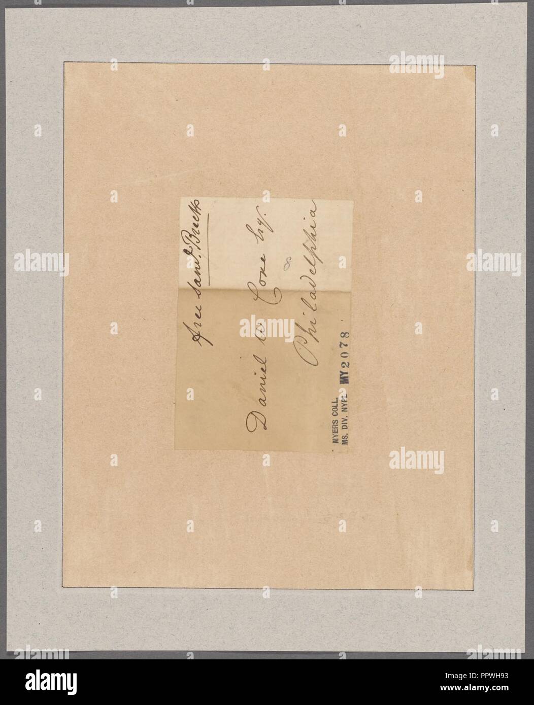 Breck, Samuel. Washington. To Daniel W. Cone Stock Photo - Alamy