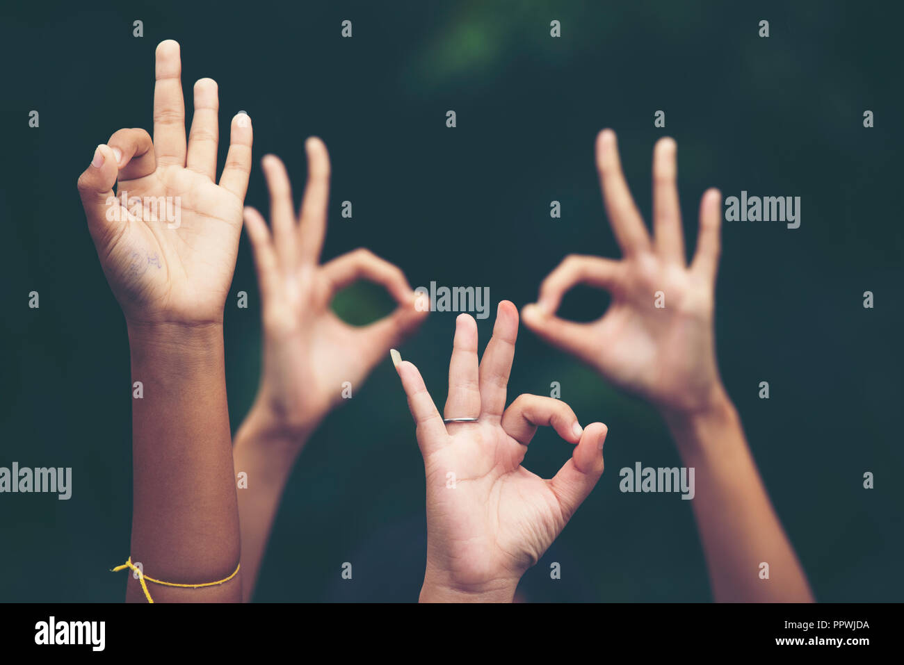 many people hands, success business concept Stock Photo - Alamy