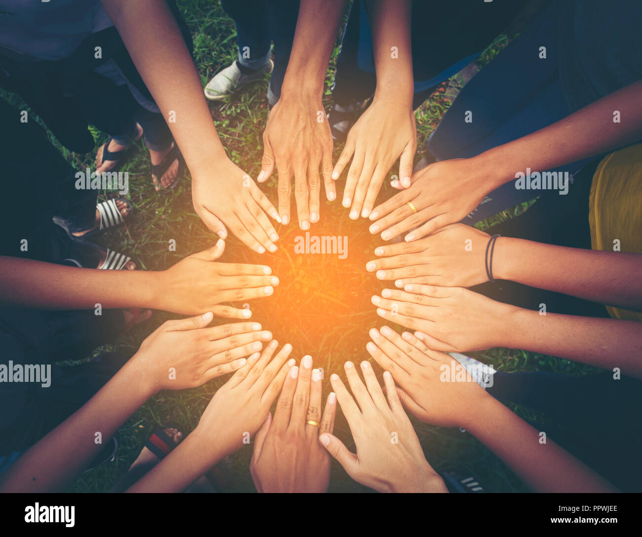 many people hands, success business concept Stock Photo - Alamy