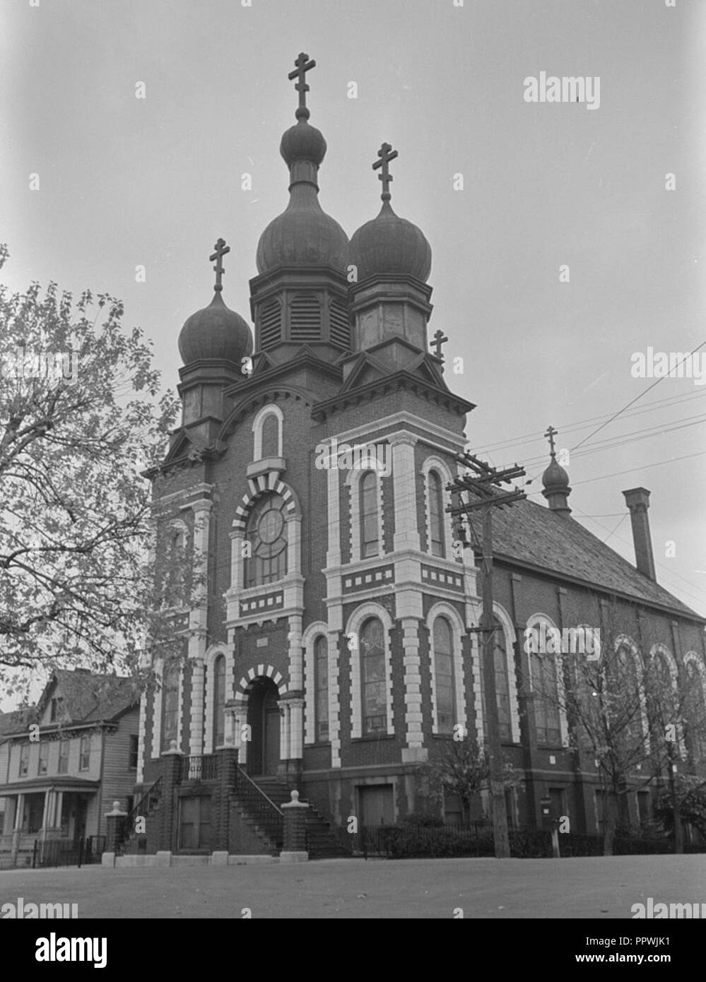 Brick church building with white stone trim, possibly Mount Carmel, PA ...