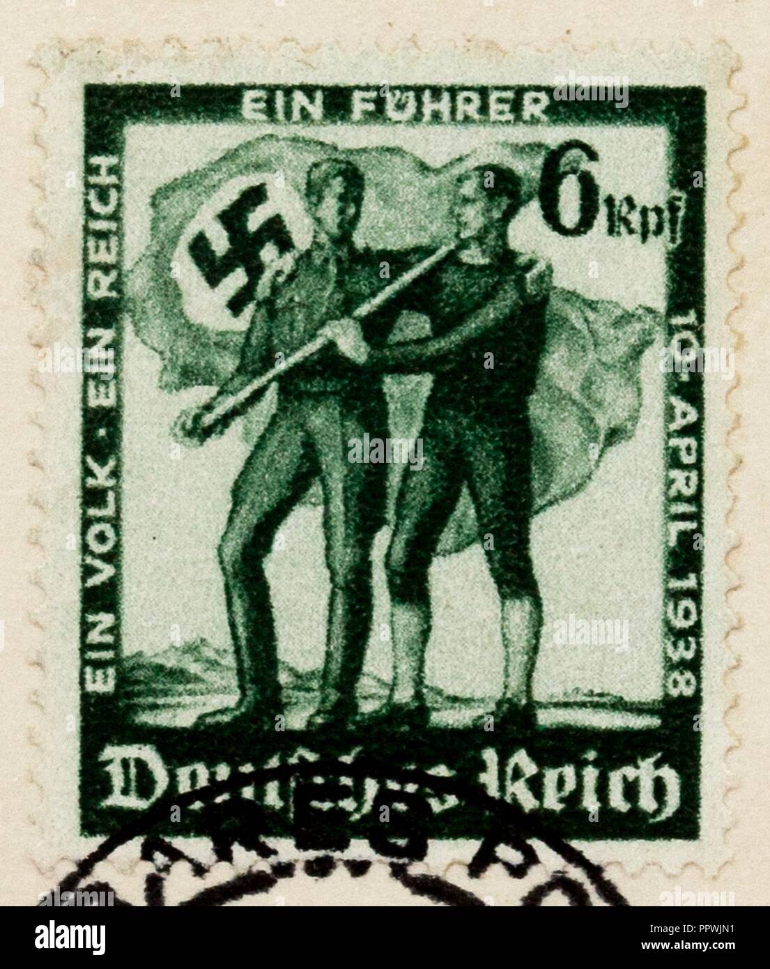 Briefmarke Deutsches Reich 1938 Ein Volk ein Reich ein Führer ... Briefmarke Deutsches Reich 1938 Ein Volk ein Reich ein Führer ...
