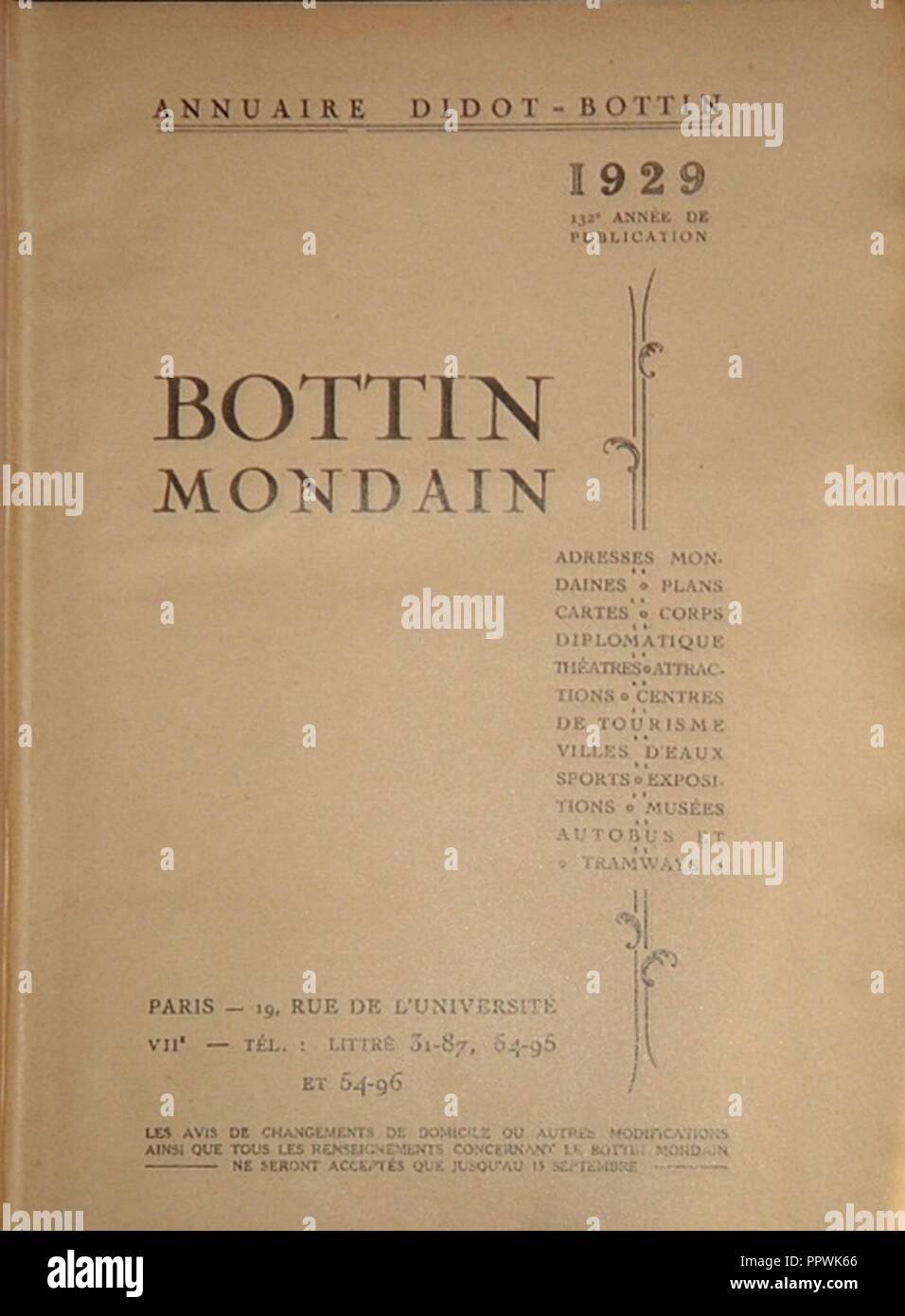 Bottin Mondain 1929 Stock Photo - Alamy