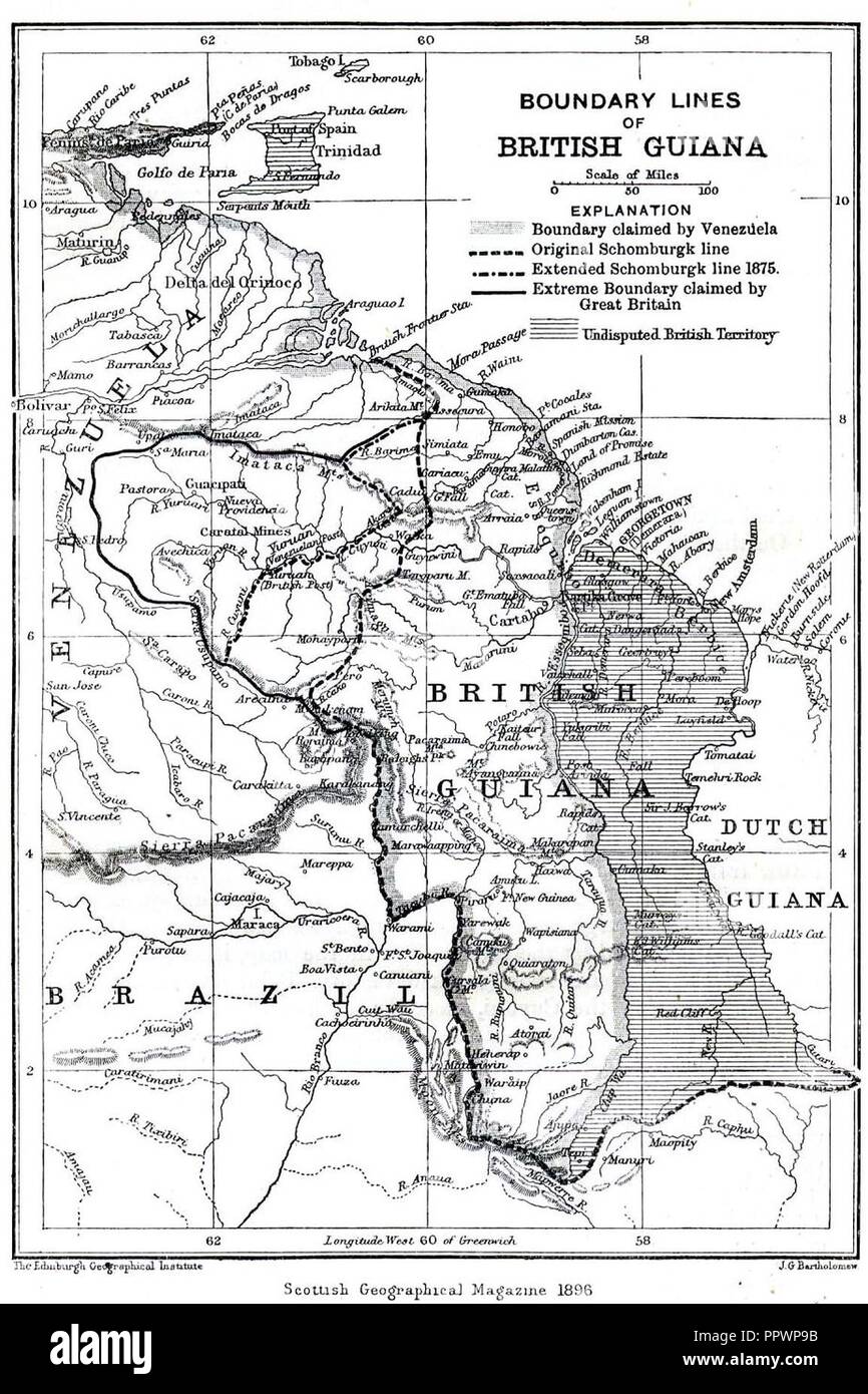 Boundary lines of British Guiana 1896 Stock Photo - Alamy