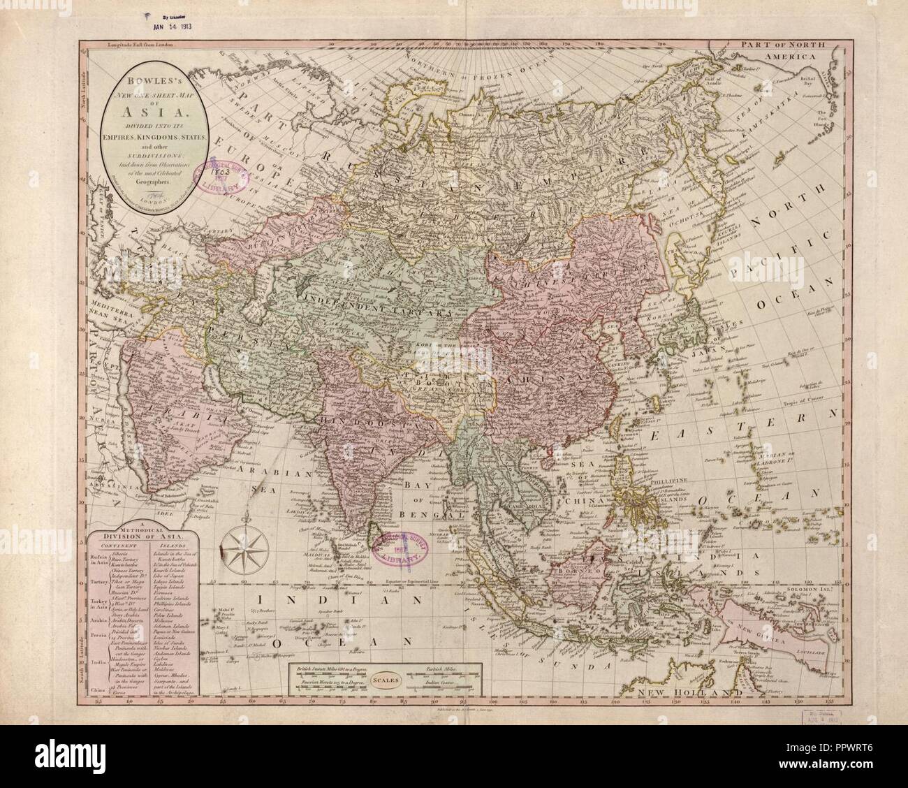 Bowles's new one-sheet map of Asia, divided into its empires, kingdoms ...
