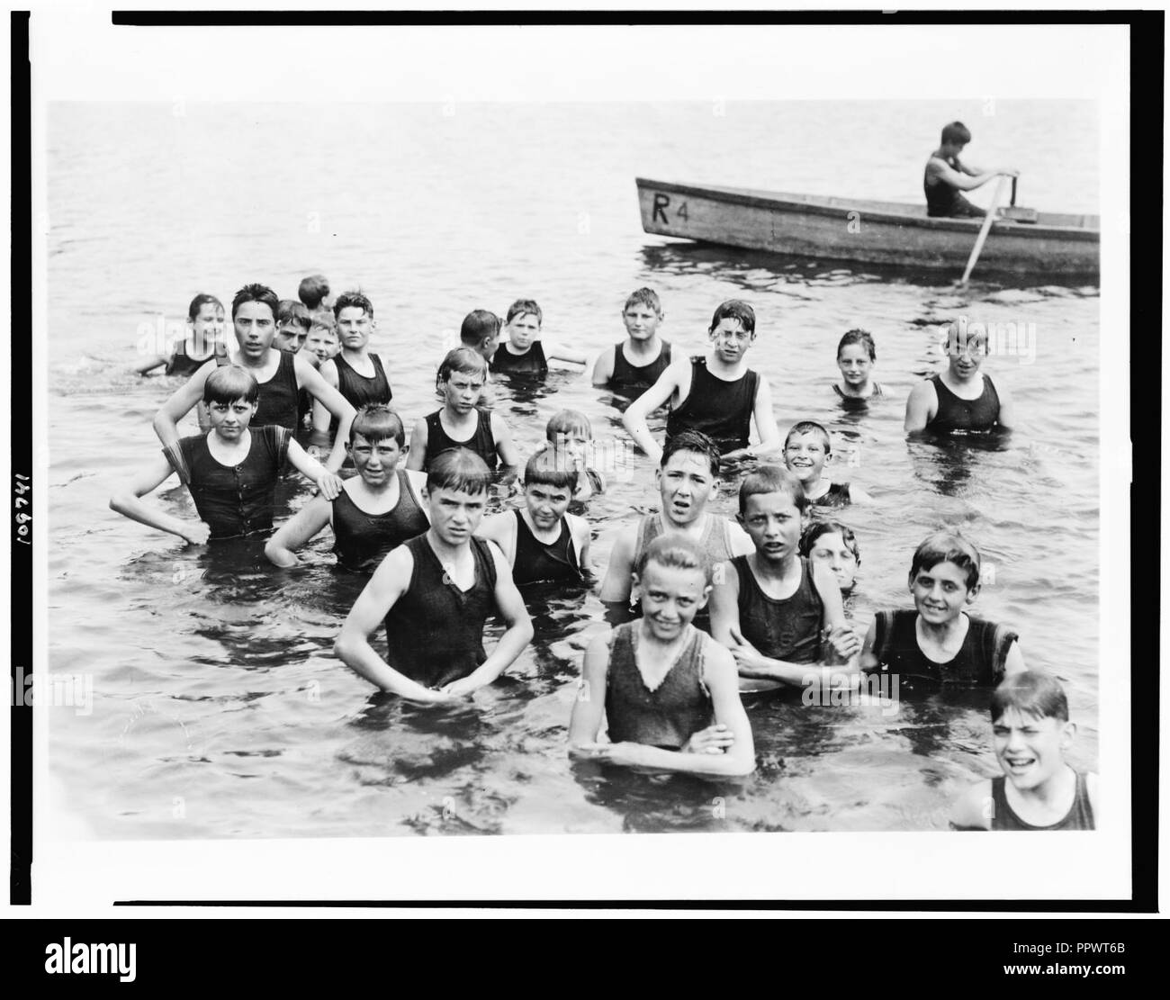 Boy Scouts in water at Camp Ranachqua Stock Photo - Alamy