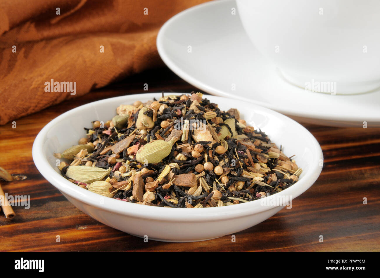 Healthy herbal body balance tea in a sample dish Stock Photo - Alamy