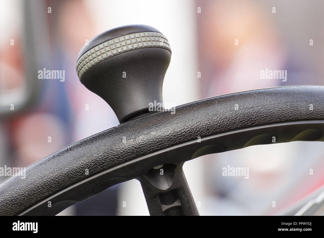 Black steering wheel in agricultural or industrial machine, part and ...
