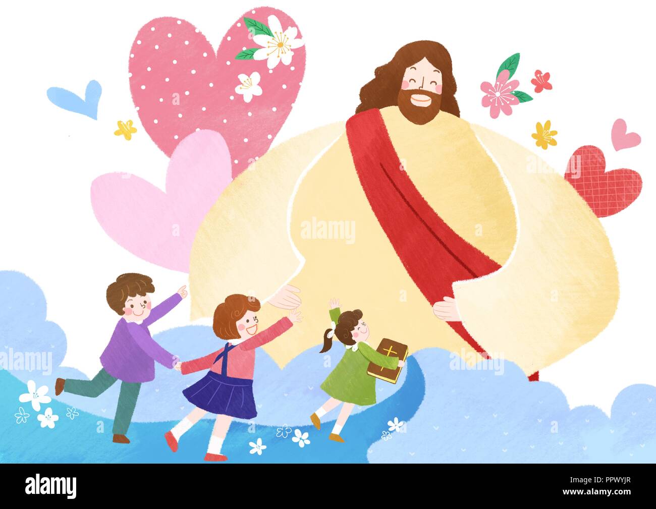 Jesus and children and heaven Stock Vector Images - Alamy