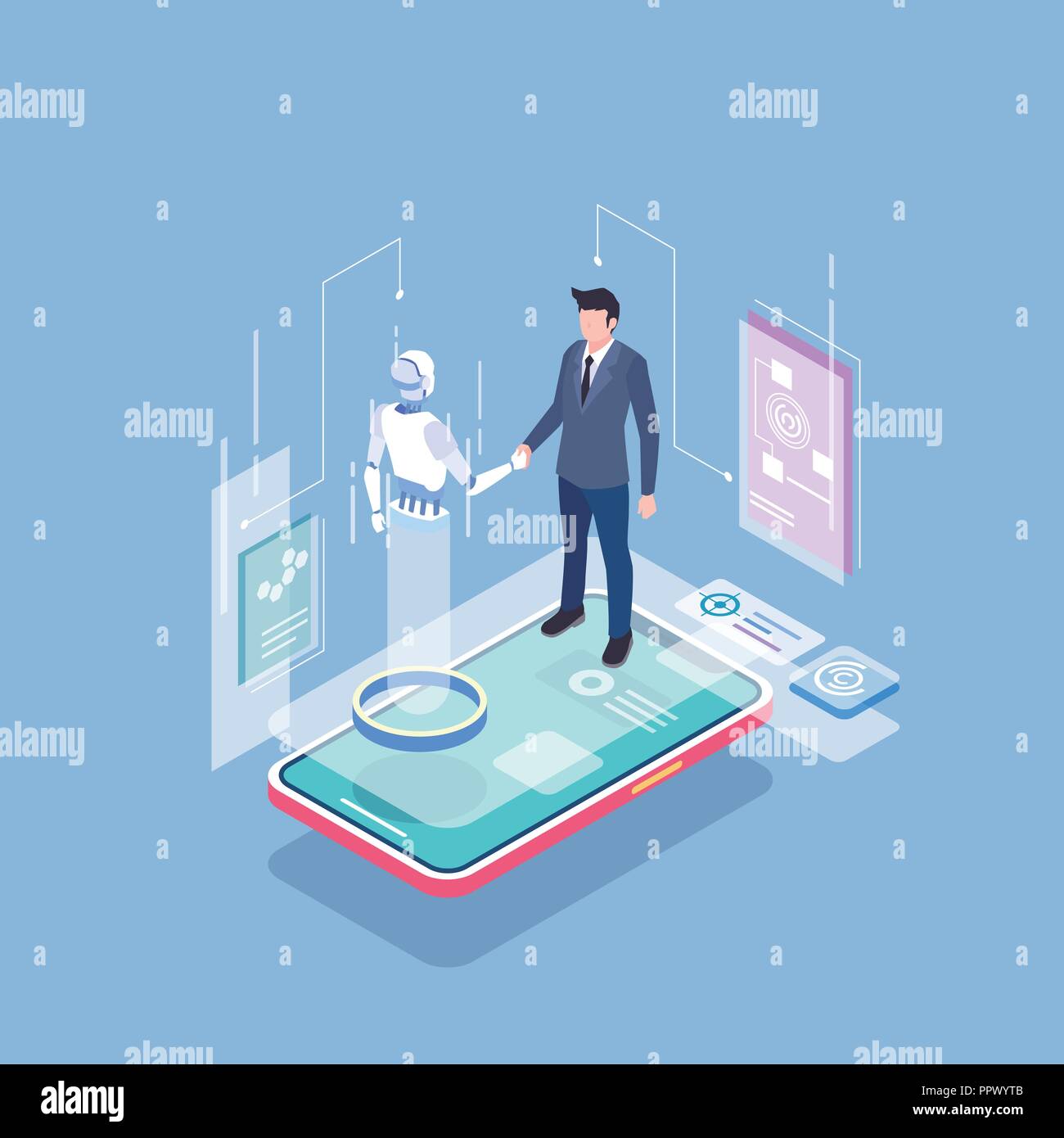 Flat isometric Smart life concept template vector illustration. 010 ...